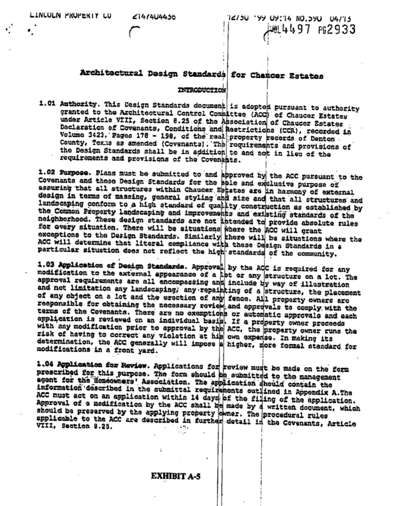 Architectural Control Committee BD – Chaucer Estates HOA